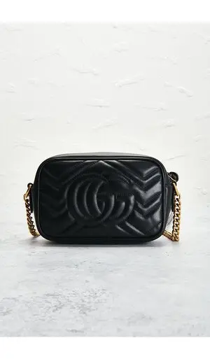 FWRD RENEW Gucci Mini Gg Marmont Shoulder Bag - Black