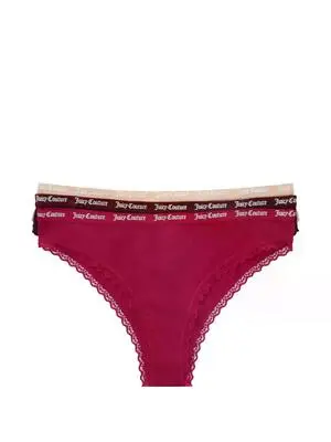 Juicy Couture Ribbed Lace-trim Briefs - Red