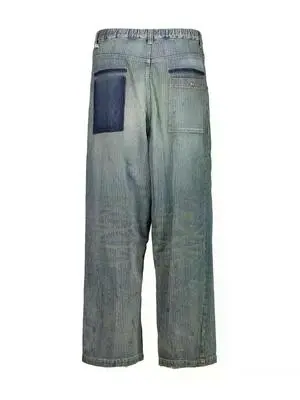 Mihara Yasuhiro Stripe-pattern Paint-splatter Jeans