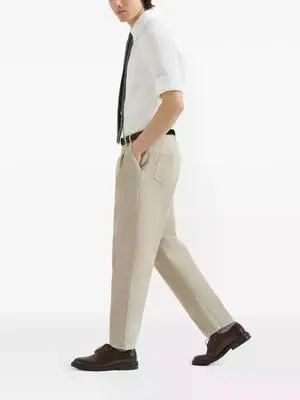 Brunello Cucinelli Iconic Fit Garment-dyed Double Pleat Five-pocket Trousers - Neutrals