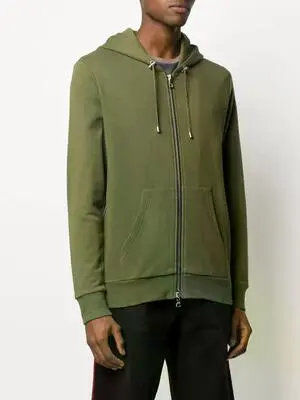 Balmain Zipped Hoodie With Textured Logo