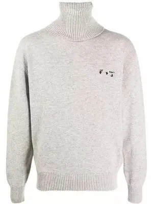 Off-White Embroidered Logo Roll Neck Jumper