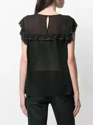 Saint Laurent Crystal Embellished Silk Blouse