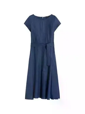 Max Mara Belted Cap-sleeve Midi Dress