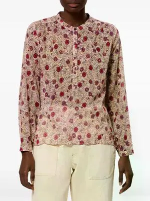 MARANT ETOILE Beige Cotton Floral Print Henley