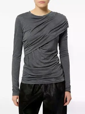 MARANT ETOILE Charcoal Asymmetric Draped Jersey Top - Grey