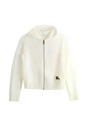 Burberry Knitted Zip-up Cardigan With Logo Patch
