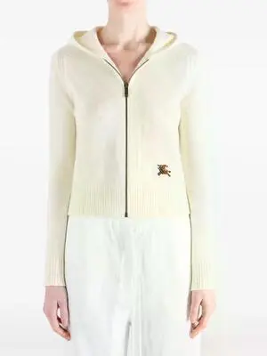 Burberry Knitted Zip-up Cardigan With Logo Patch