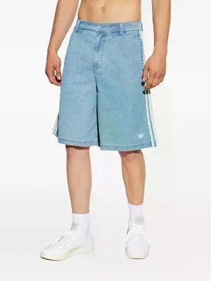 Adidas Summer Glow Side-stripe Denim Shorts - Blue