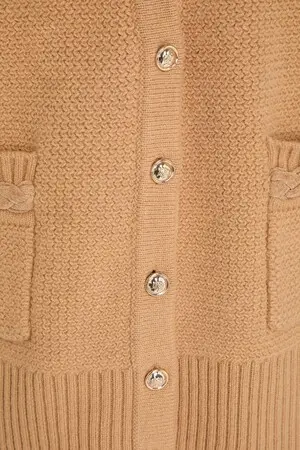Sandro Wool Cardigan With Velvet Trims And Gold-tone Buttons