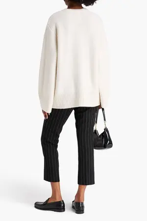 Sandro Wool Cardigan With Velvet Trims And Gold-tone Buttons - Ivory