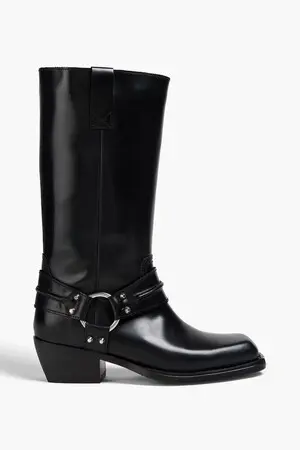 Sandro Studded Leather Boots - Black