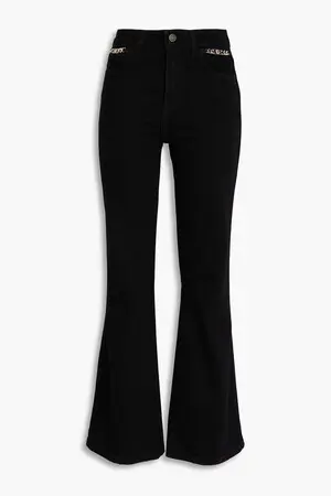 Maje Chainembellished Highrise Flared Jeans - Black