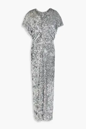Maje Sequined Stretchtulle Maxi Dress
