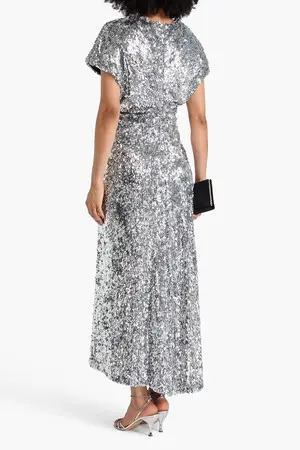 Maje Sequined Stretchtulle Maxi Dress