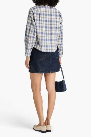 Sandro Crystal Embellished Checked Cotton Shirt