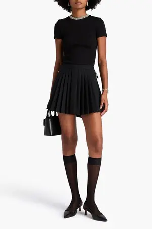 Sandro Crystalembellished Ribbed Cottonblend Top