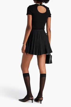 Sandro Crystalembellished Ribbed Cottonblend Top