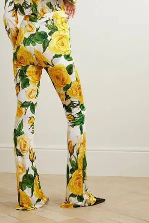 Dolce & Gabbana Floralprint Jersey Flared Pants