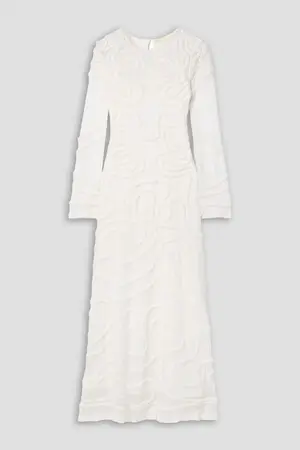 Ulla Johnson Valentina Appliquéd Pointelle-knit Midi Dress