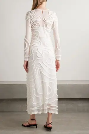 Ulla Johnson Valentina Appliquéd Pointelle-knit Midi Dress
