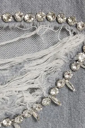 AREA Crystal-embellished High-rise Wide-leg Jeans