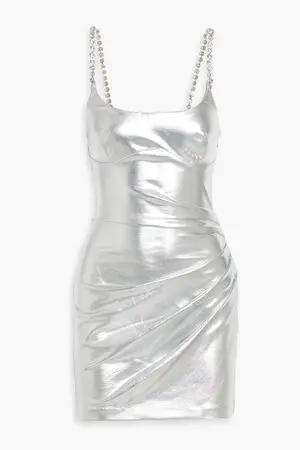 AREA Crystalembellished Lamé Mini Dress - Silver