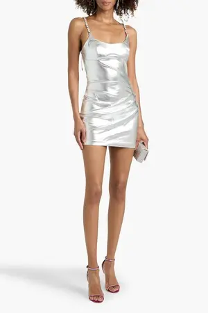 AREA Crystalembellished Lamé Mini Dress