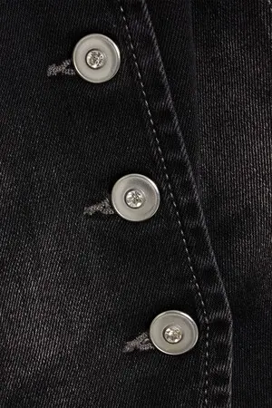 AREA Floralappliquéd Denim Halterneck Top