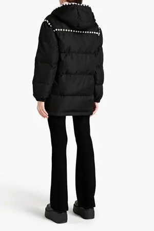 Moschino Embellished Quilted Shell Hooded Jacket