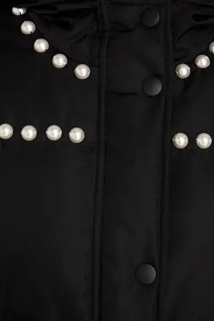 Moschino Embellished Quilted Shell Hooded Jacket