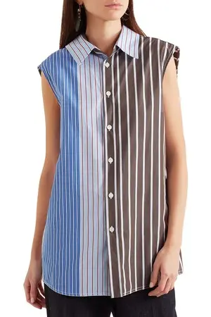 Marni Paneled Striped Cottonpoplin Shirt