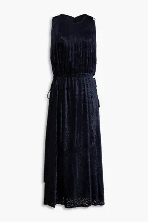 BY MALENE BIRGER Fringed Devorévelvet Midi Dress - Navy