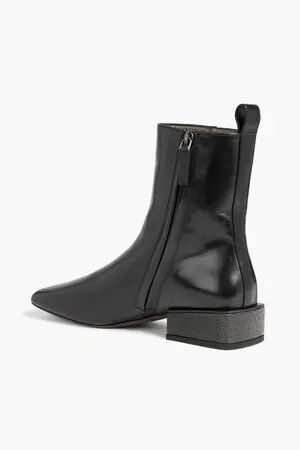 Brunello Cucinelli Beadembellished Leather Ankle Boots