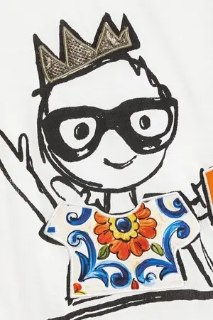 Dolce & Gabbana Printed Cotton And Silkblend Jersey Tshirt