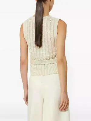Max Mara Cable-knit Button-up Waistcoat - Neutrals