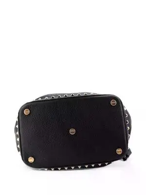 Valentino Garavani Rockstud Top Handle Leather Medium Bucket Bag - Black