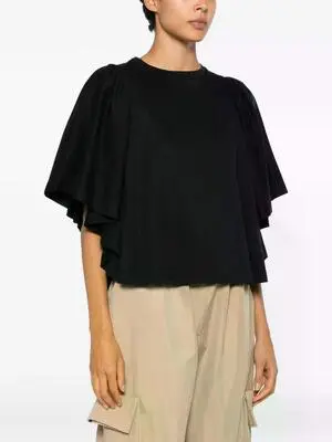 PSOPHIA Ruffled Cape-sleeve Cotton T-shirt