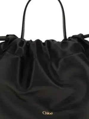 Chloé Small Icons Leather Drawstring Shoulder Bag - Black