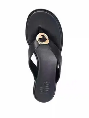 Givenchy Logo Plaque Leather Sandals