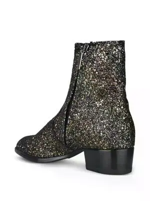 Saint Laurent Wyatt Glitter Ankle Boots