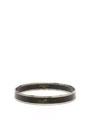 Hermès 20th Century Narrow Caleche Enamel Bracelet - Black