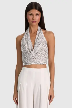 Alice + Olivia Dani Embellished Halter Top
