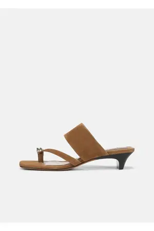 Vince Stacy Suede Heeled Toe-ring Sandal - Red