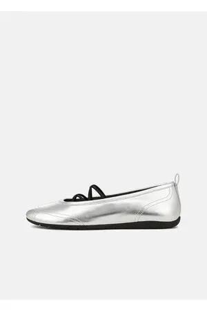 Vince Coralie Metallic Leather Ballet Sneaker - Silver