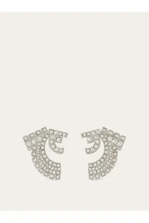 FERRAGAMO Deconstructed Gancio Stud Earrings - Silver