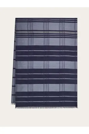 FERRAGAMO Check Stole - Blue