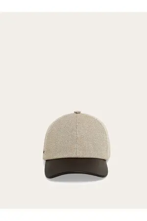 FERRAGAMO Baseball Cap With Leather Peak - Multicolor