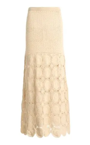 Escvdo Siula Hand-crocheted Pima Cotton Maxi Skirt - Ivory
