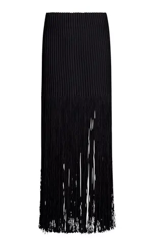 Alaïa Fringed Knit Maxi Skirt - Black